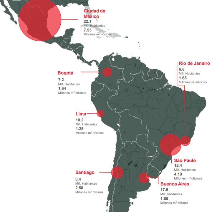 Conoce a las ciudades latinoamericanas con más oficinas